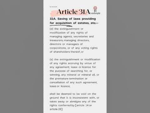 ARTICLE 31A PART 1 | INDIAN POLITY | THE CONSTITUTION OF INDIA IN 60 ...