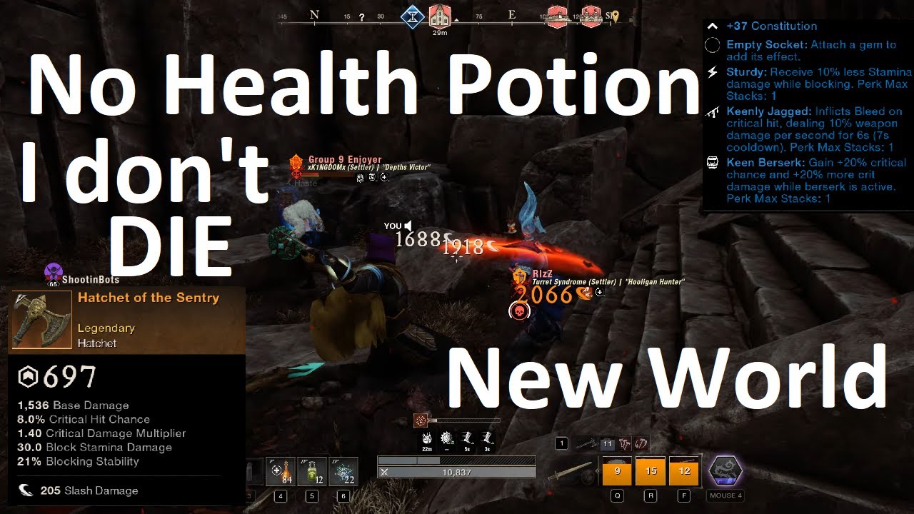 No Health Potions New World PvP And I still don't DIE HATCHET Sword ...
