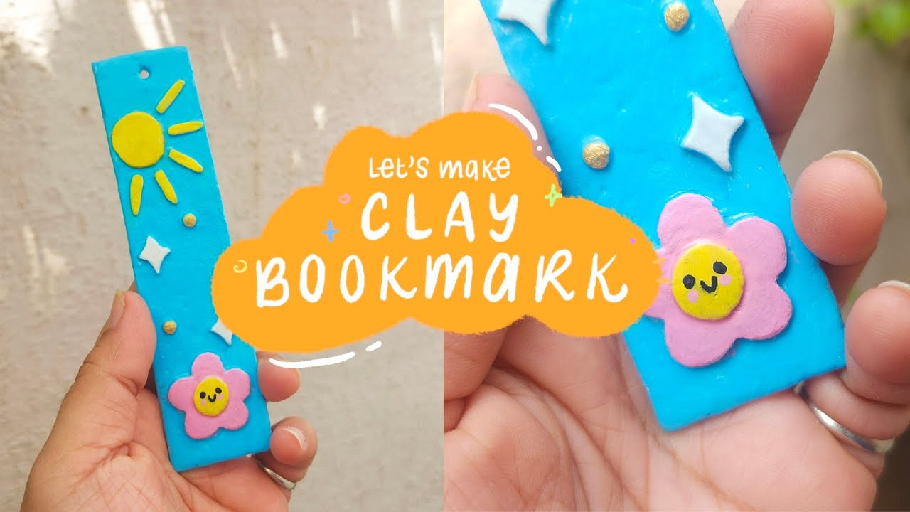 DIY Clay Bookmark 🌸 | How to make air dry clay bookmark | Using air dry ...