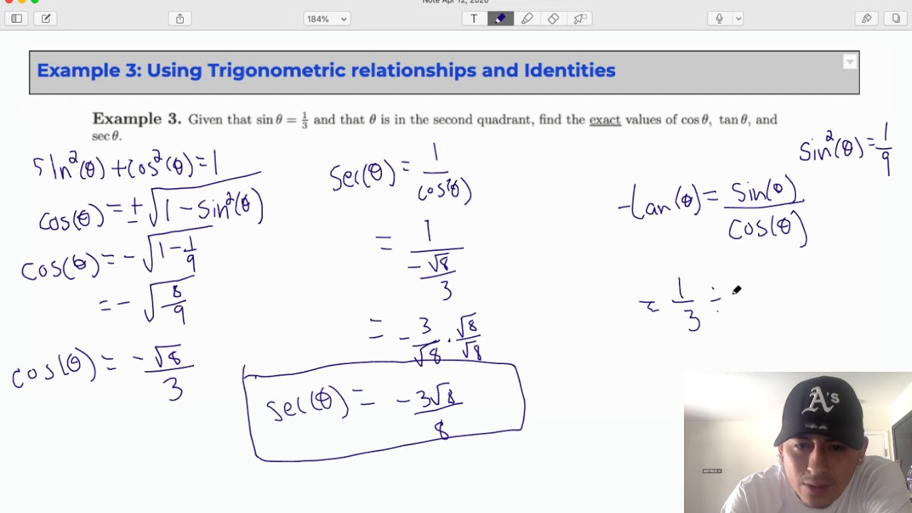 Video Notes: PreCalc - Unit 7 Lesson 7 -- Trigonometric Relationships ...
