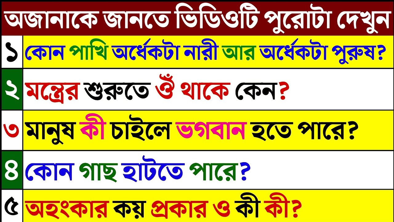 Bangla Gk Question and Answer/Bangla Gk/Bangla Quiz/Bengali Gk/Bangla ...