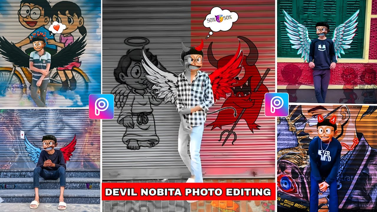 Devil vs Angel Concept Photo Editing in Picsart | How to Edit Nobita 3d ...
