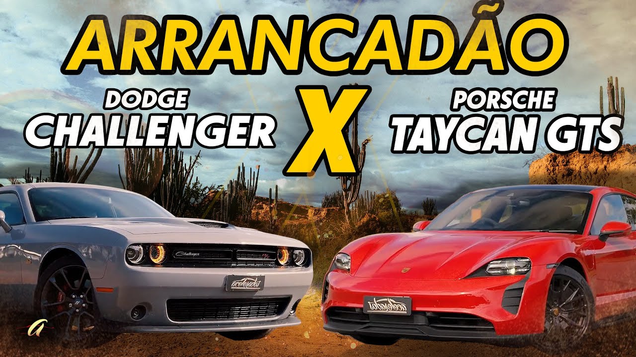 DODGE CHALLENGER x PORSCHE TAYCAN GTS NA ARRANCADA! Quem leva a melhor ...