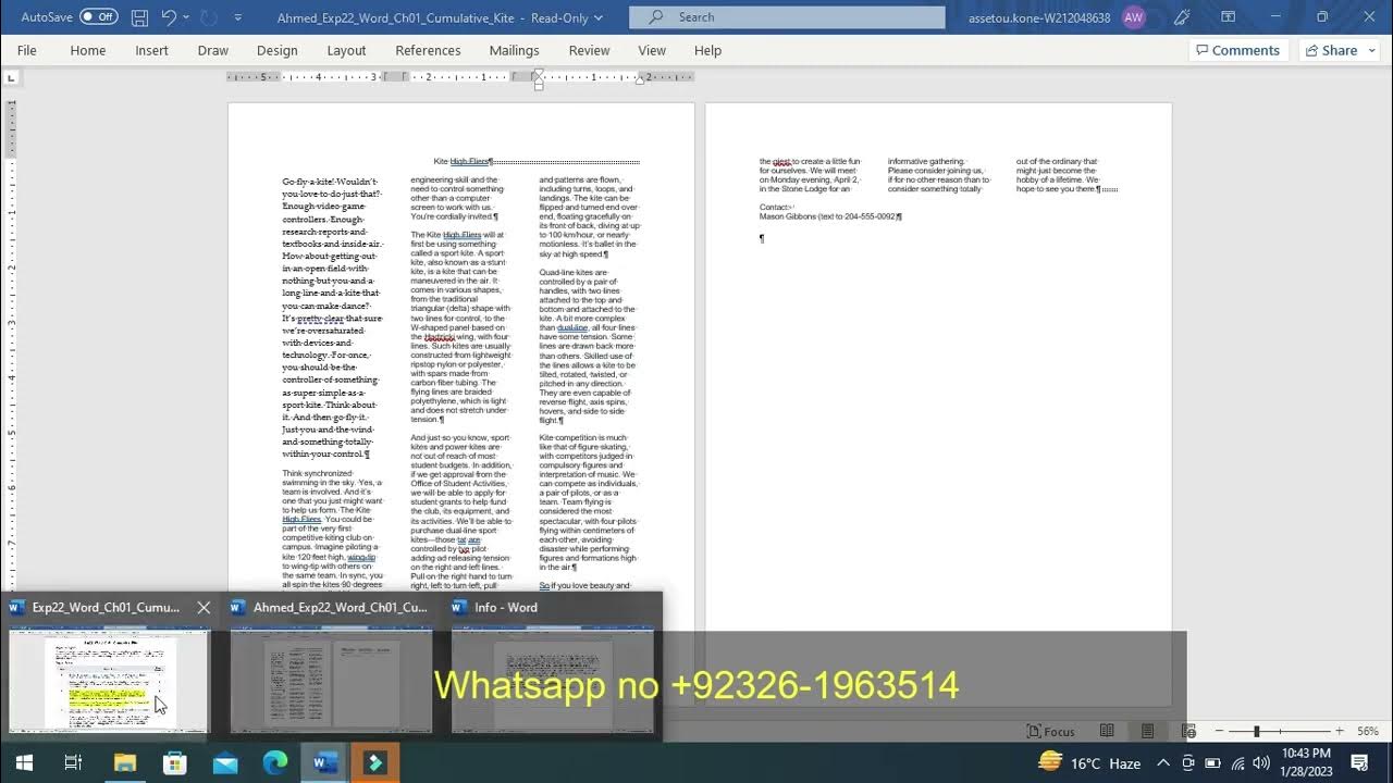 Exp22_Word_Ch01_Cumulative_Kite | Step by Step | - YouTube