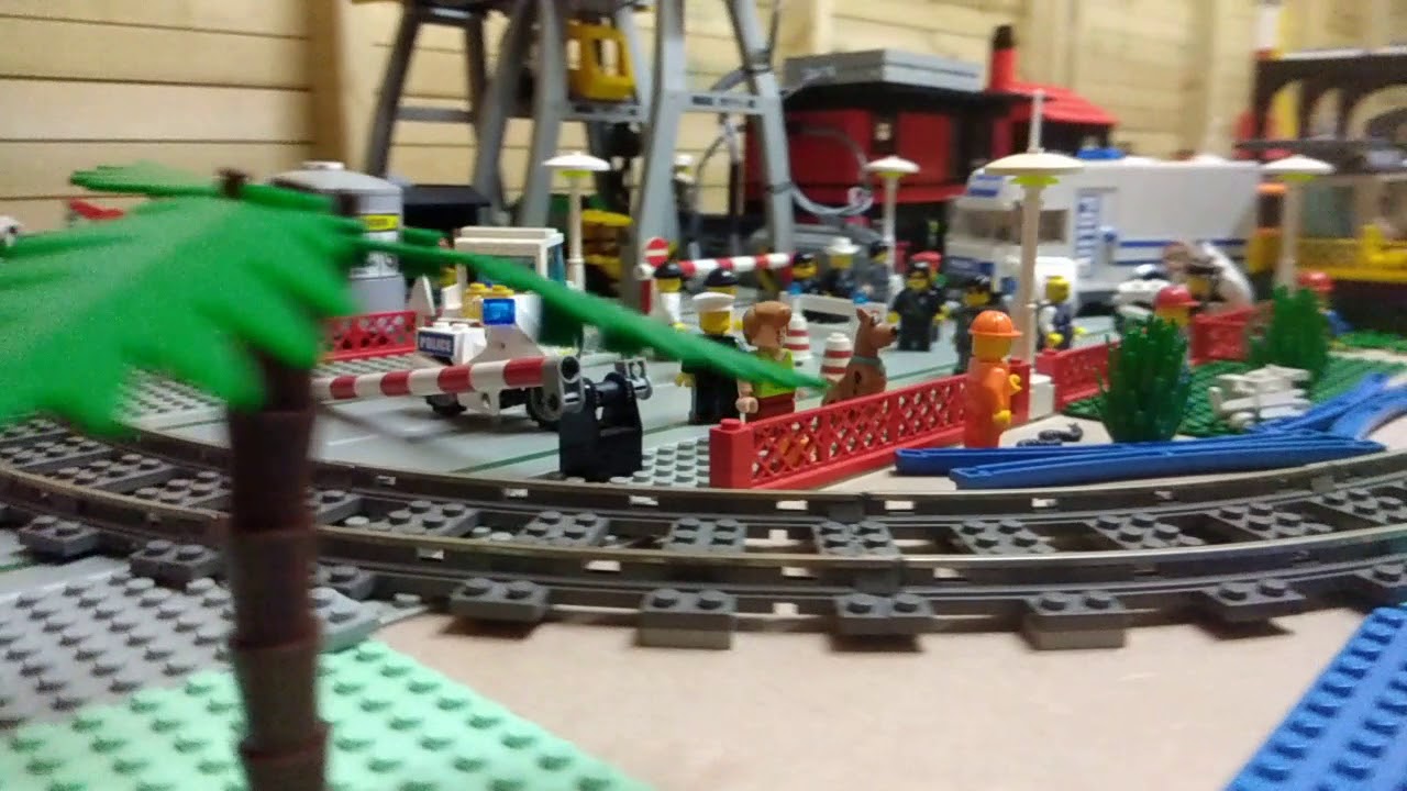 Slow motion around my Lego Scalextric layout - YouTube