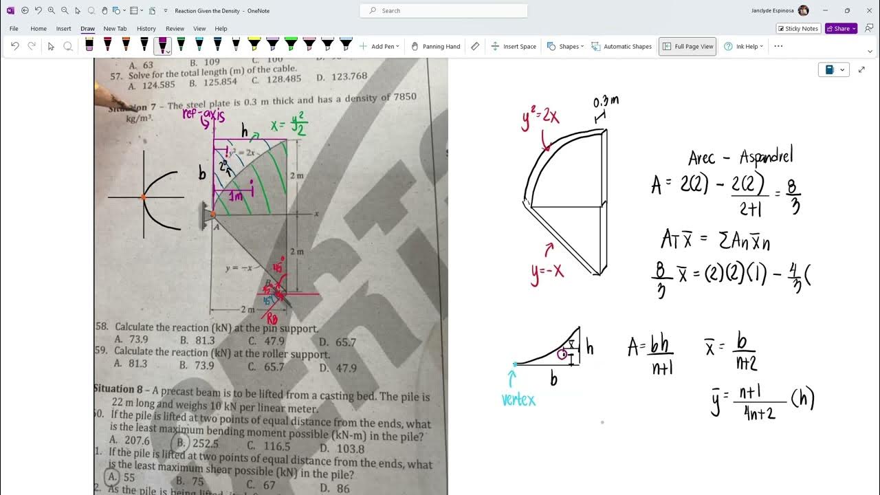 Statics | Plate with a Given Density - Solving Reactions by Integration - YouTube