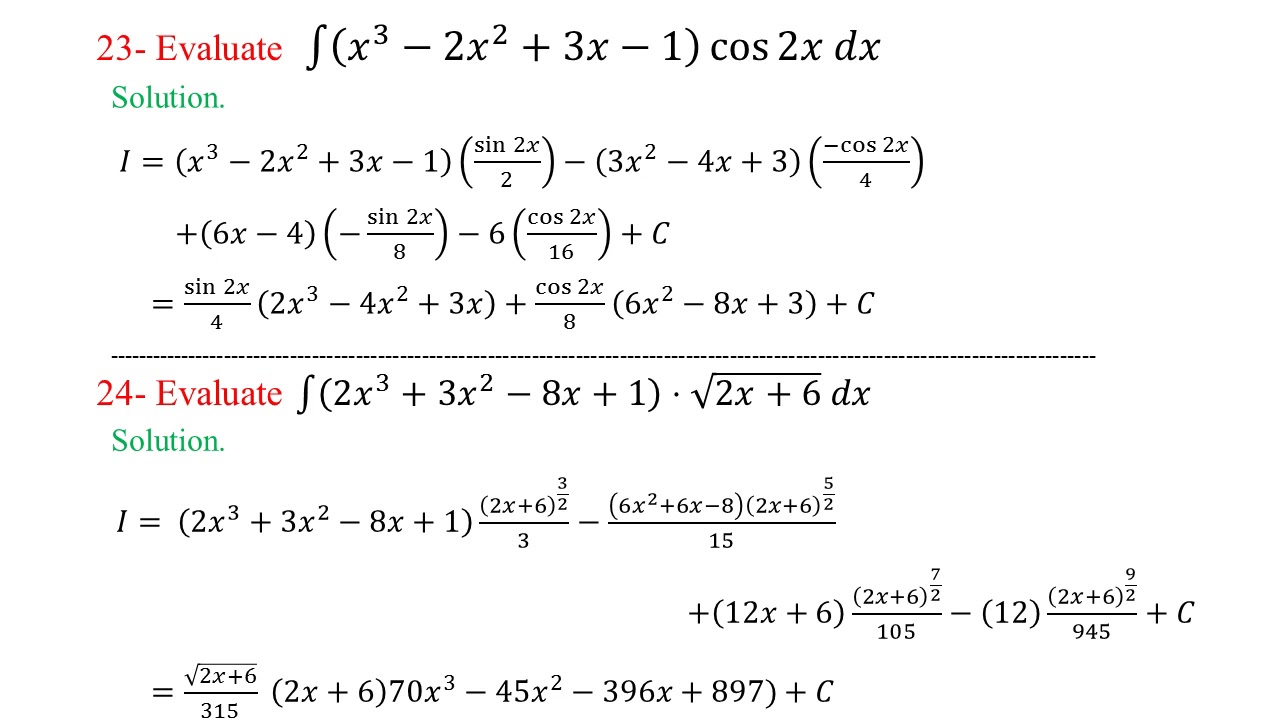 solved problem Integration 1 part 2 - YouTube