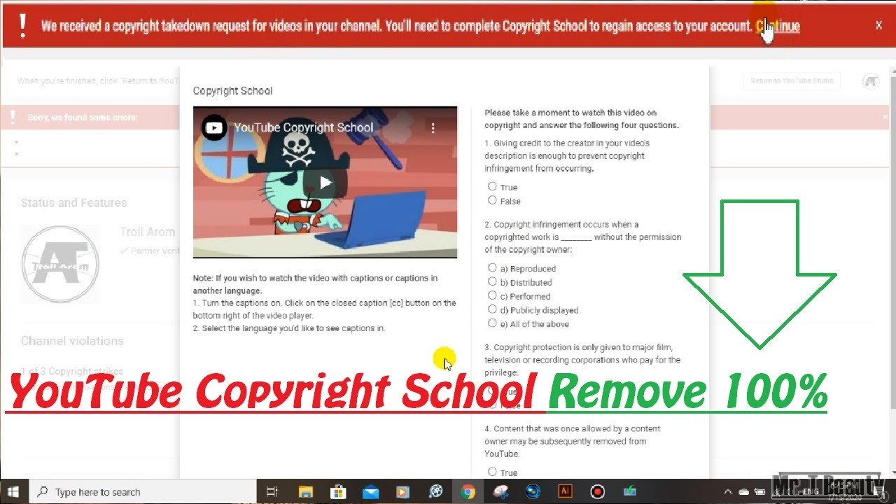 How to remove YouTube Copyright School Questions and Answers by Mr T ...