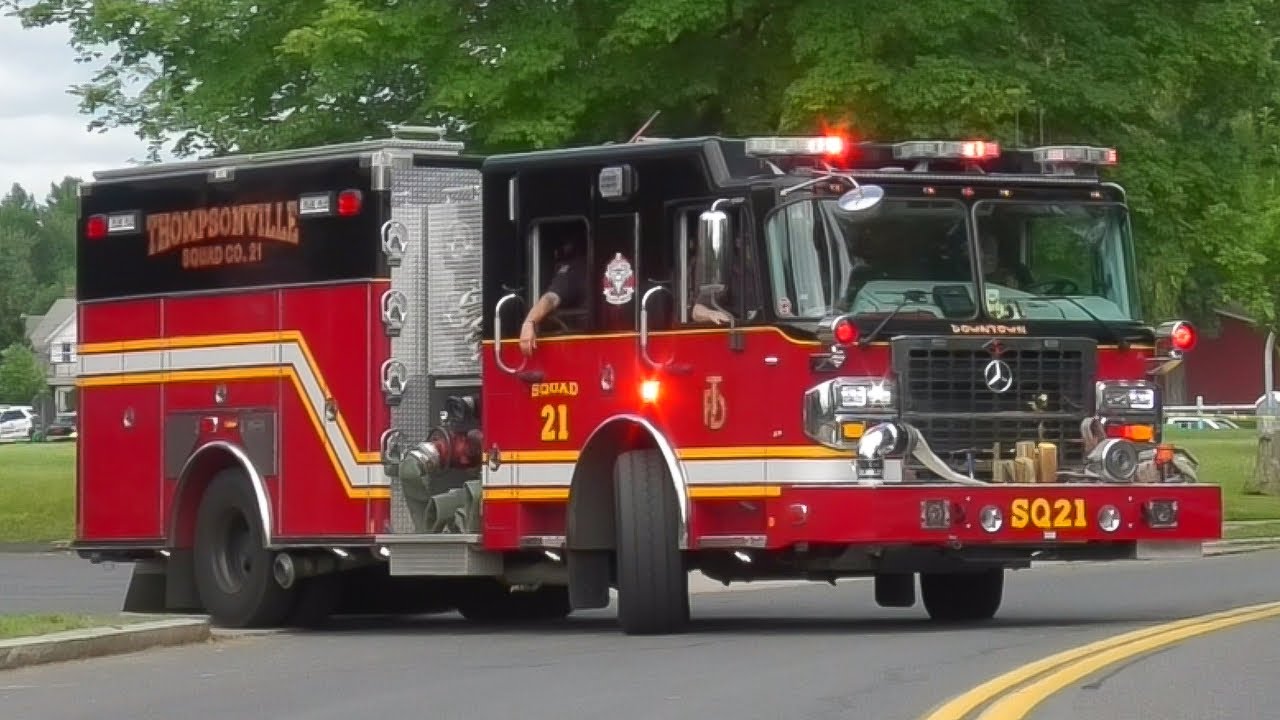 Thompsonville, CT Fire Department Squad 21 Responding - YouTube