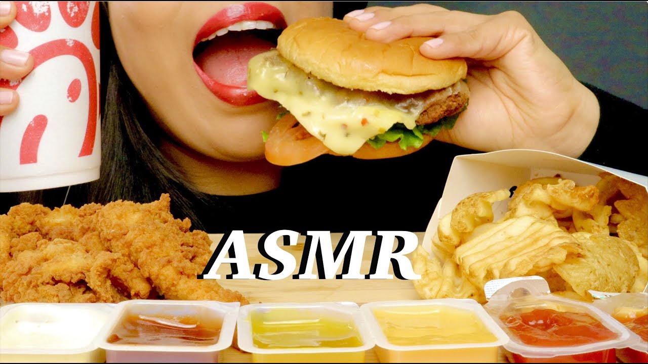 ASMR CHICK-FIL-A SPICY DELUXE, CHICKEN STRIPS & WAFFLES FRIES (NO ...