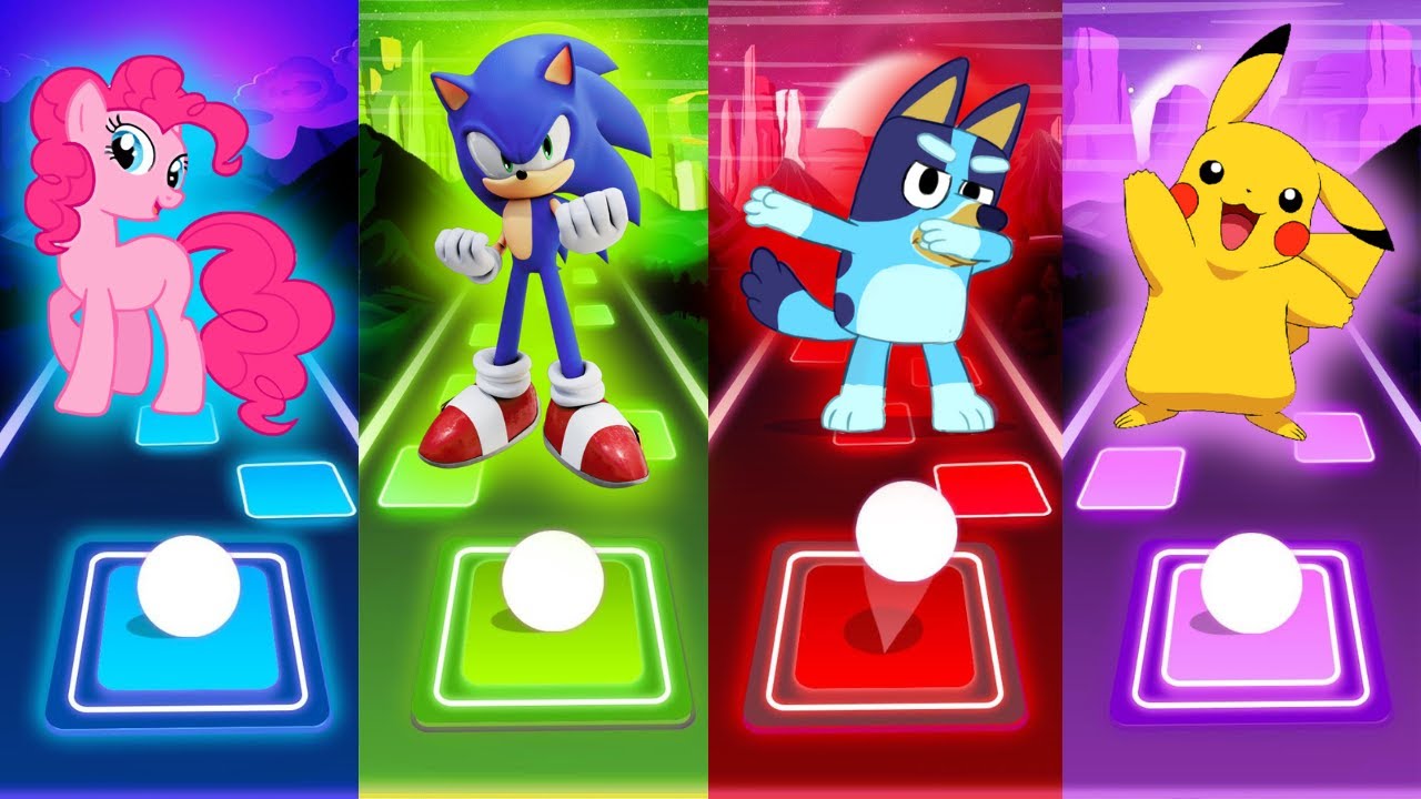 My Little Pony VS Sonic VS Bluey VS Pikachu - Tiles Hop: EDM Rush ...