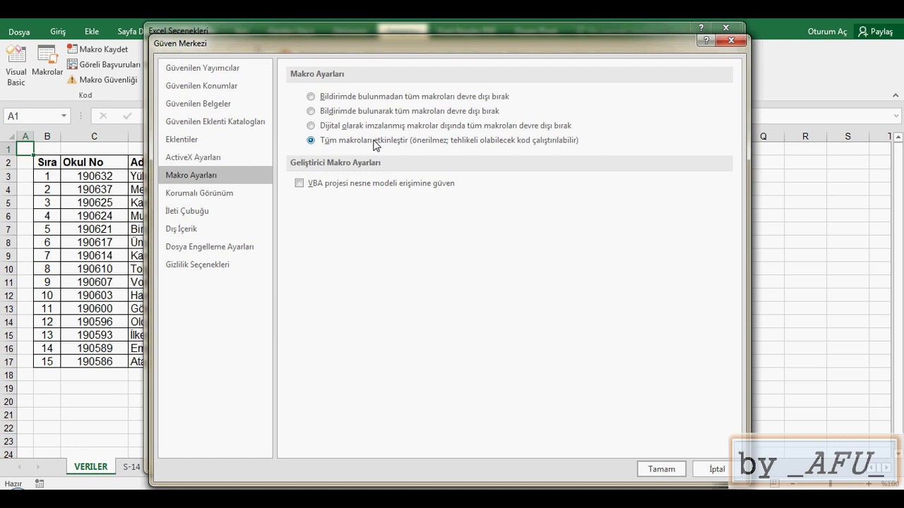 Excel Makro Nasıl Açılır, Makro Nasıl Aktifleştirilir - YouTube