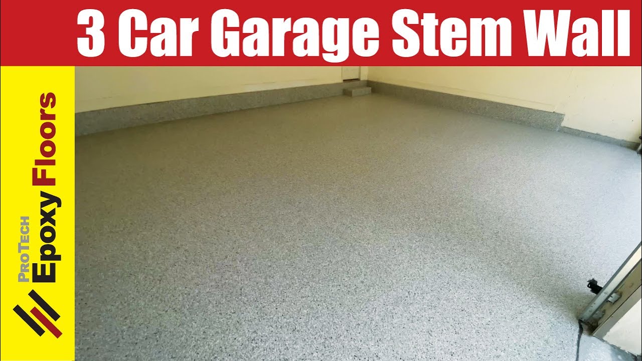 3 Car Epoxy Floor & Stem Wall - YouTube