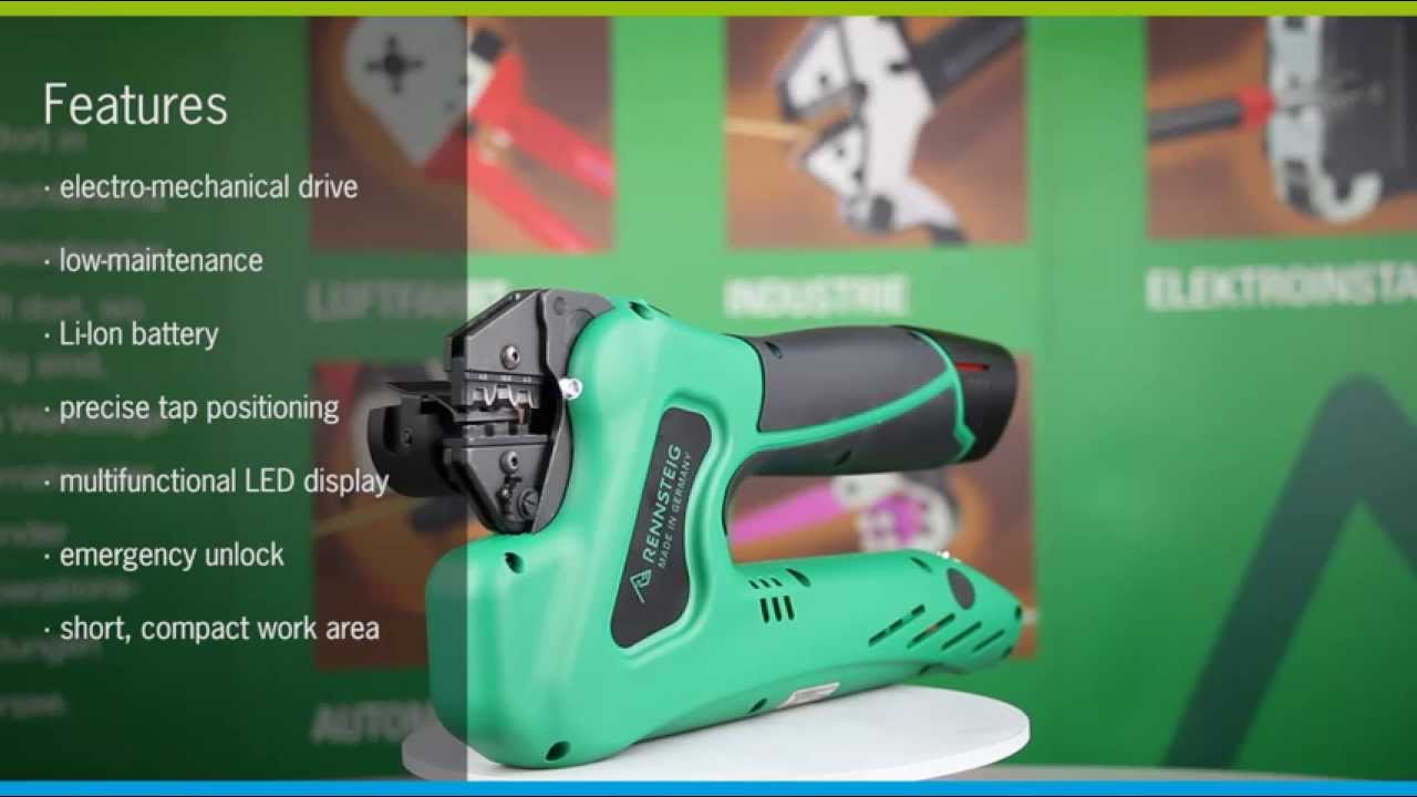 RENNSTEIG Battery powered crimping tool E-PEW 12 - YouTube