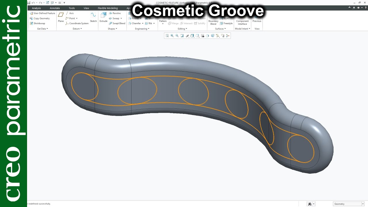 Cosmetic groove in Creo Parametric - YouTube