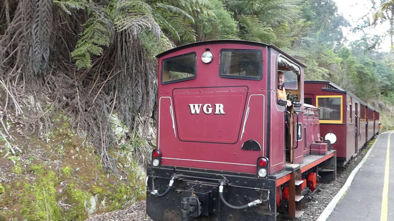 Walhalla Goldfield Railway diesel locomotive 14 hauls the train through ...