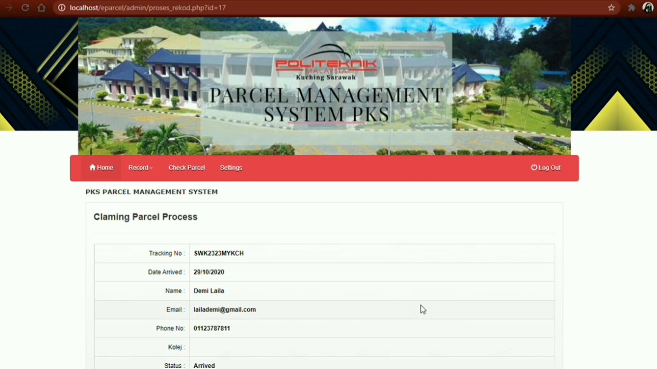 WEB BASED PARCEL MANAGEMENT SYSTEM - YouTube