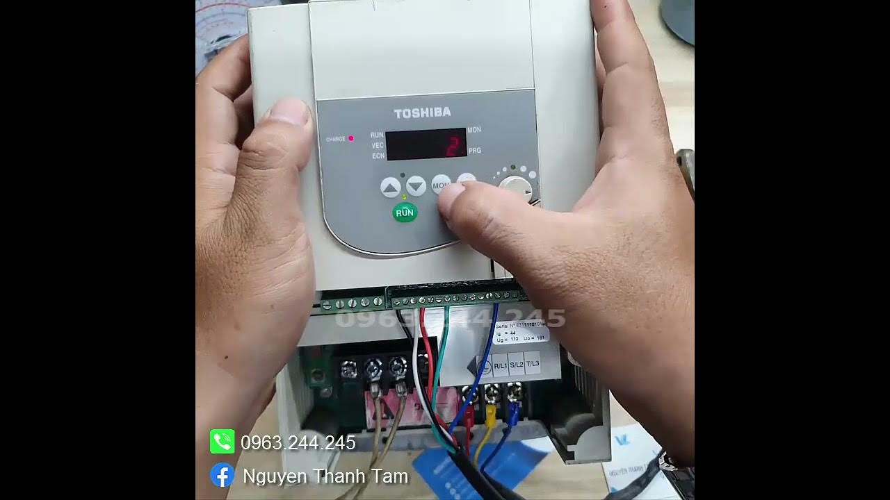 Hướng dẫn cài đặt biến tần Toshiba VF S9 lệnh chạy ngoài, tần sồ, thời gian,... - YouTube