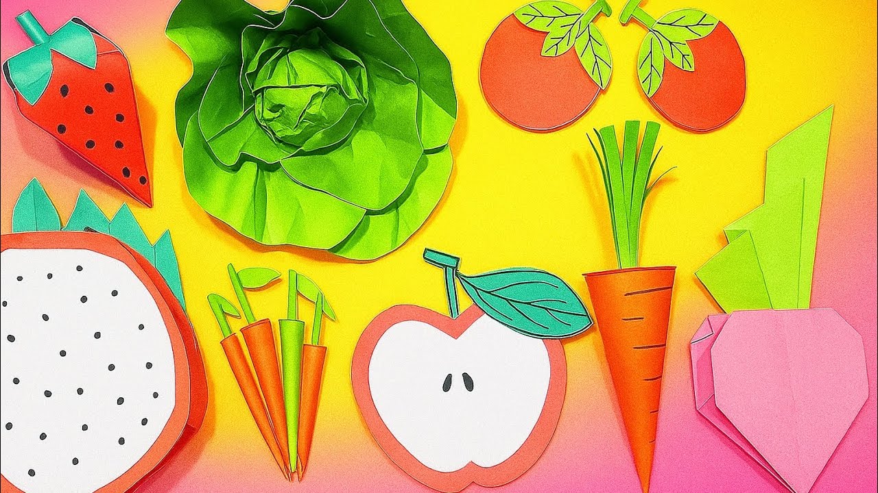 “Make Colorful Paper Fruits & Veggies at Home! 🍎🥕 DIY Fun ” - YouTube