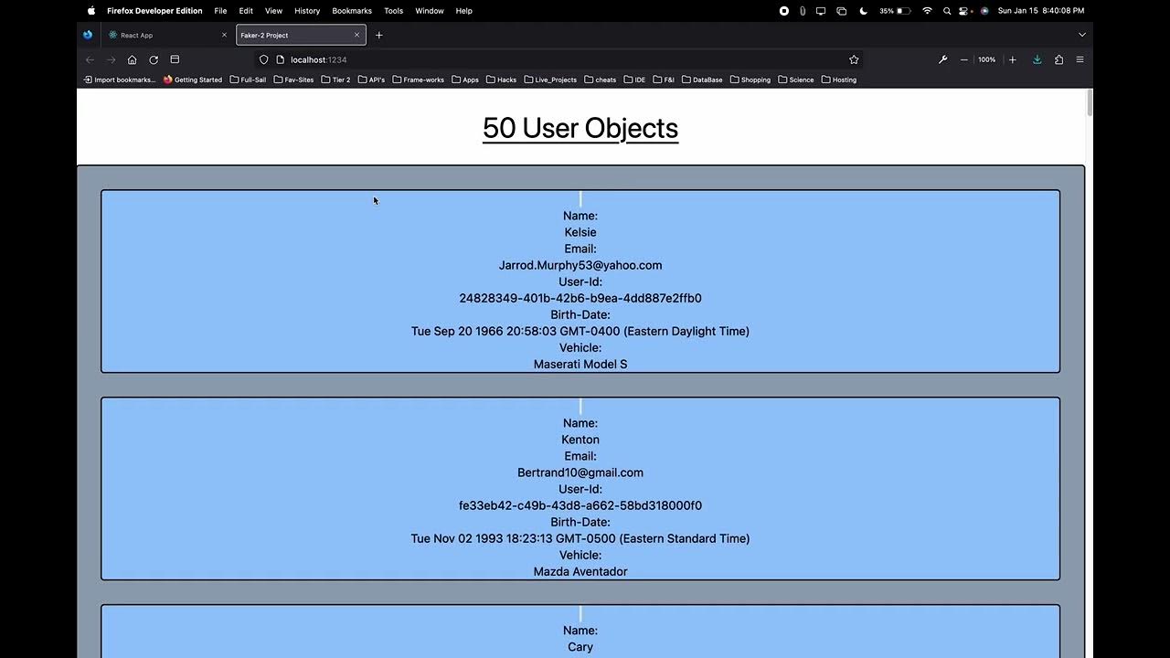 Faker 2 Show Case: React-Project Using Faker.js API - YouTube