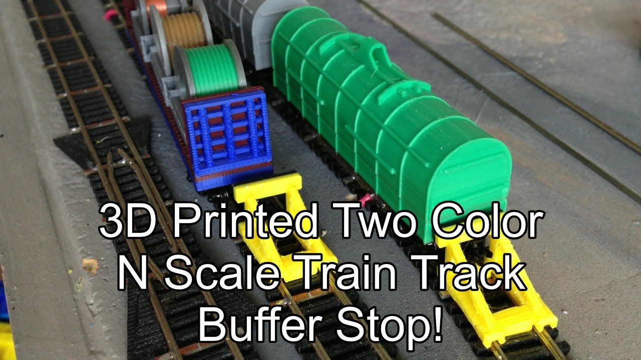 3D Printed N Scale Model Train Track End Stop #1 - YouTube