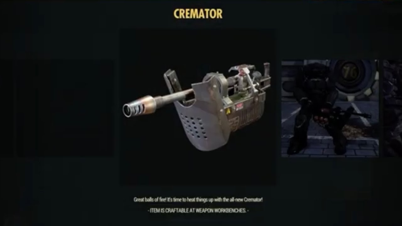 Fallout 76 Cremator Guide - New Weapon The Cremator Review & Testing ...