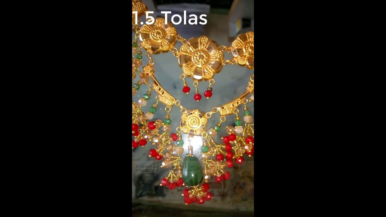 1.5 tola Necklace Set With Colored Stones| Nafees Anwar Ouch - YouTube