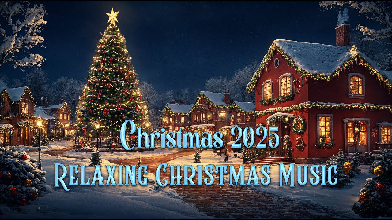 Relaxing Christmas Music 🎄 Snowy Winter Night Scene Gentle, Warm Piano ...