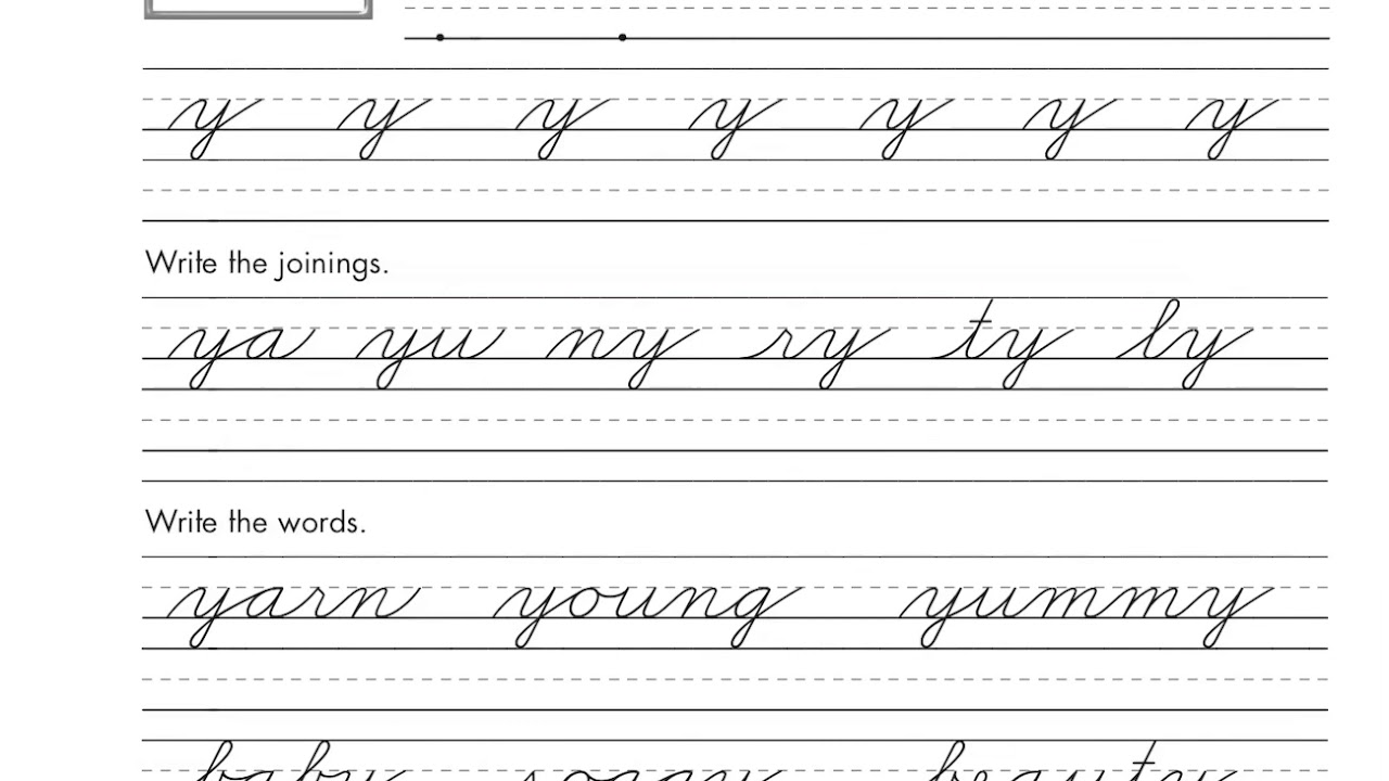 Lowercase Cursive y - Beginning Cursive 24 - YouTube