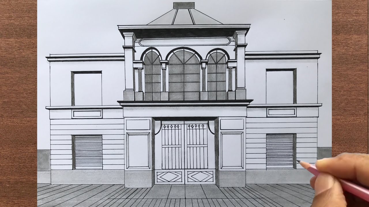 How to Draw a Building in 1-Point Perspective - YouTube