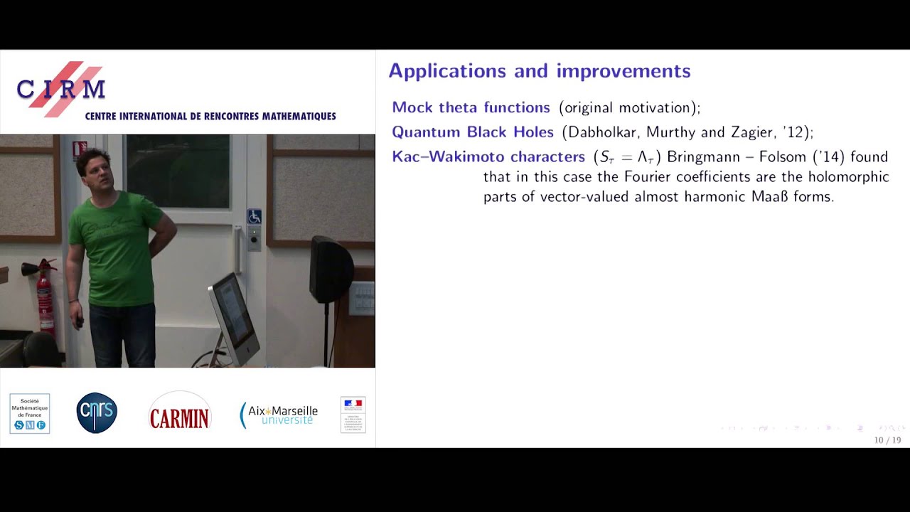 Sander Zwegers: Fourier coefficients of meromorphic Jacobi forms - YouTube