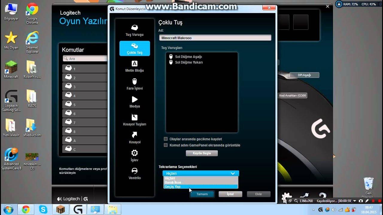 Logitech G300S Makro Ayarlaması Minecraft - YouTube