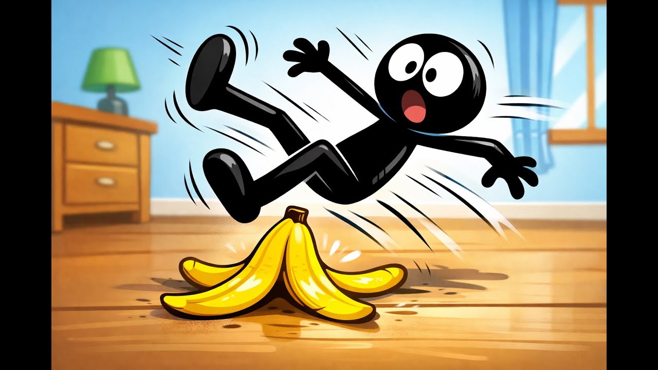 Funny Stick Figure Cartoon 😂 | Banana Slip Fail Animation - YouTube