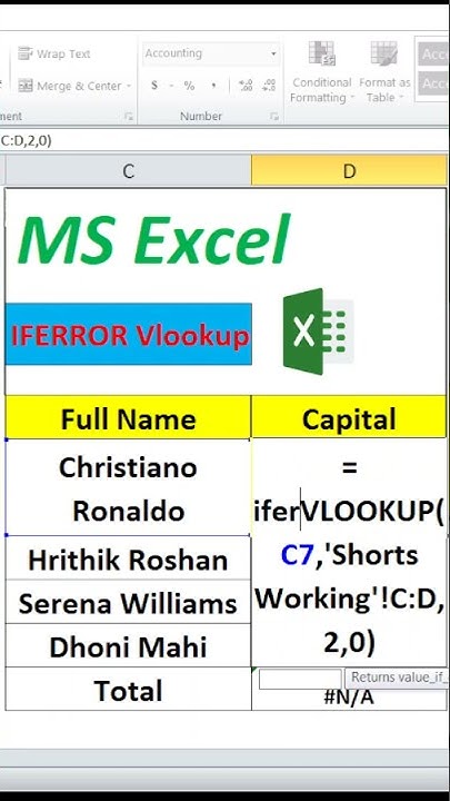 IFERROR Vlookup in Excel I IFERROR Vlookup kaise lagate hai I Excel tips and tricks, IFERROR ...