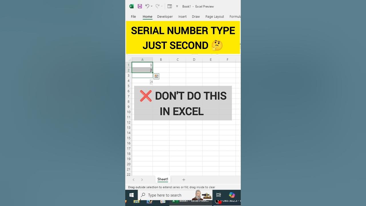 Shortcut Excel: Auto Generate Serial Number🤔| Serial Number in Excel #shorts #shortcut #excel # ...