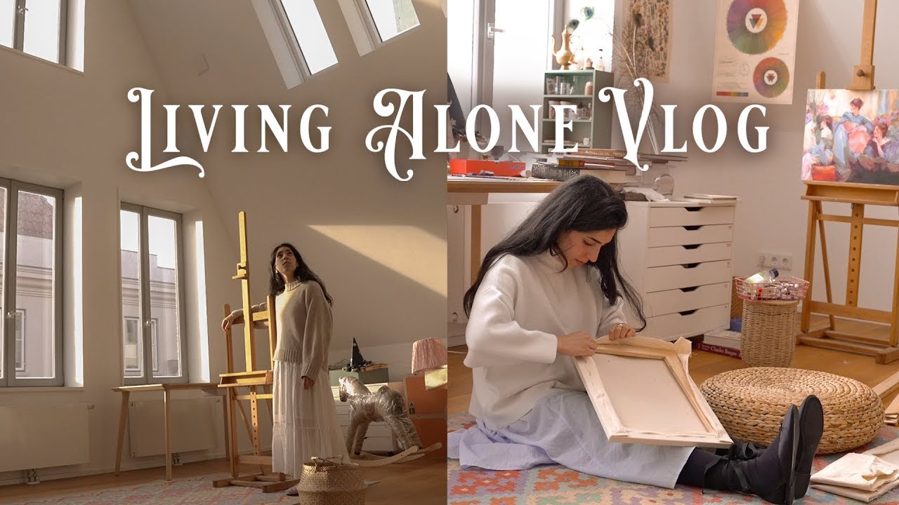 First Days alone in the new Art Studio 🏡 Living Alone Vlog - YouTube