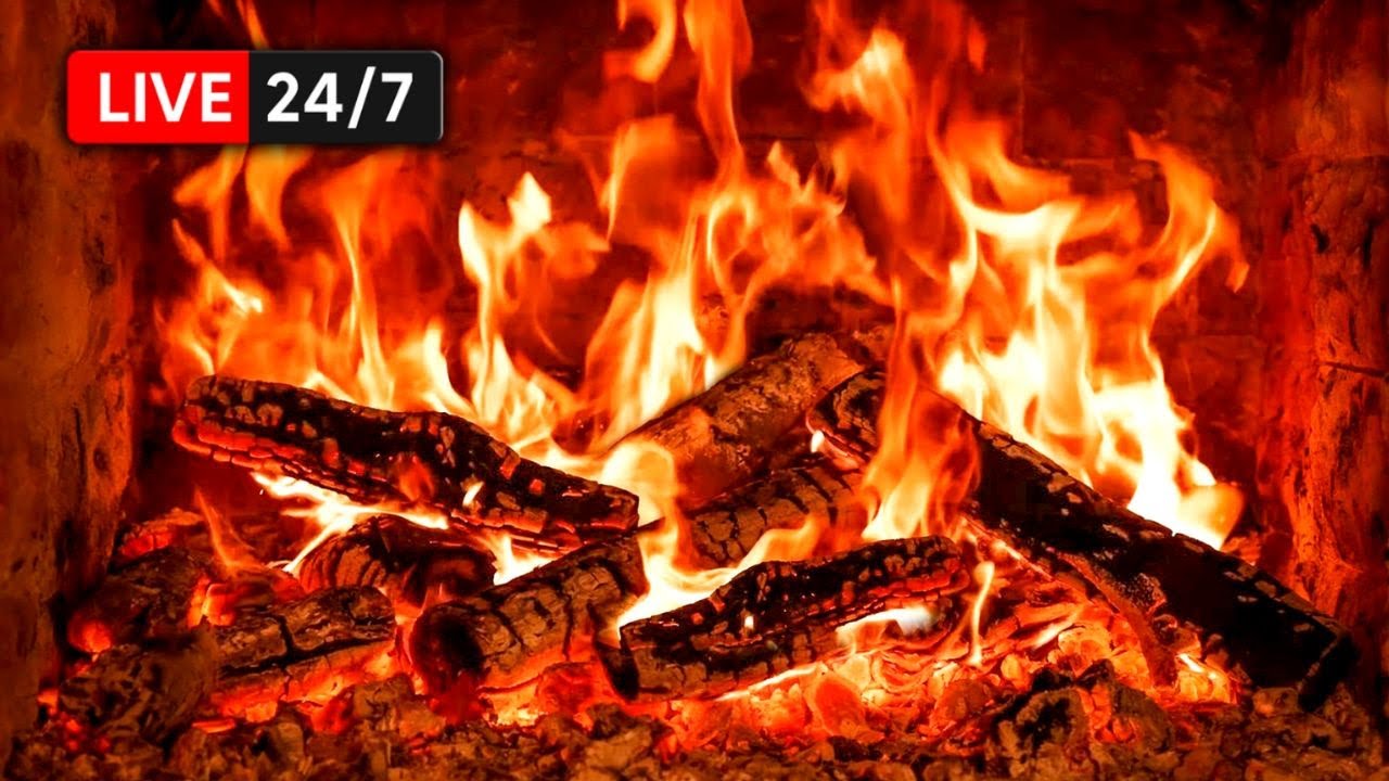FIREPLACE Ultra HD 4K 🔥 Fireside Tranquility: Ambient Crackling Flames ...