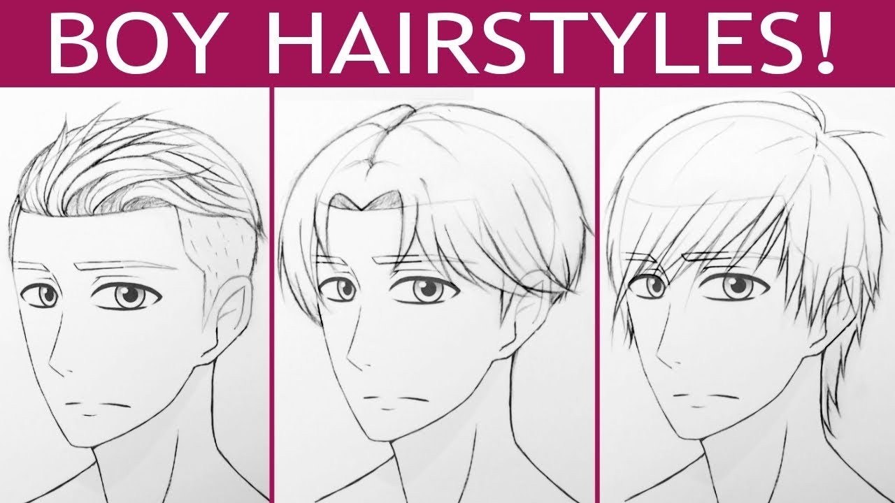 How To Draw 3 Manga Boy Hairstyles YouTube