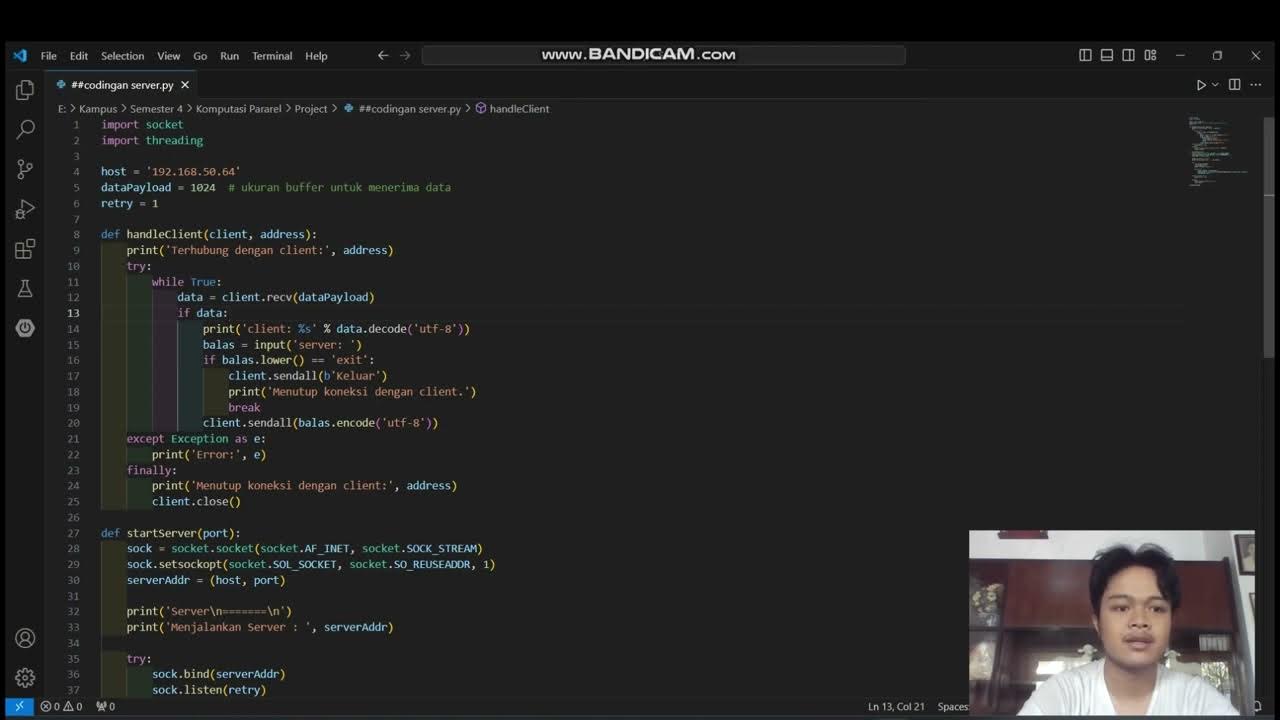 KOMPUTASI PARALEL & SISTEM TERDISTRIBUSI : Socket - Client Server Python - YouTube