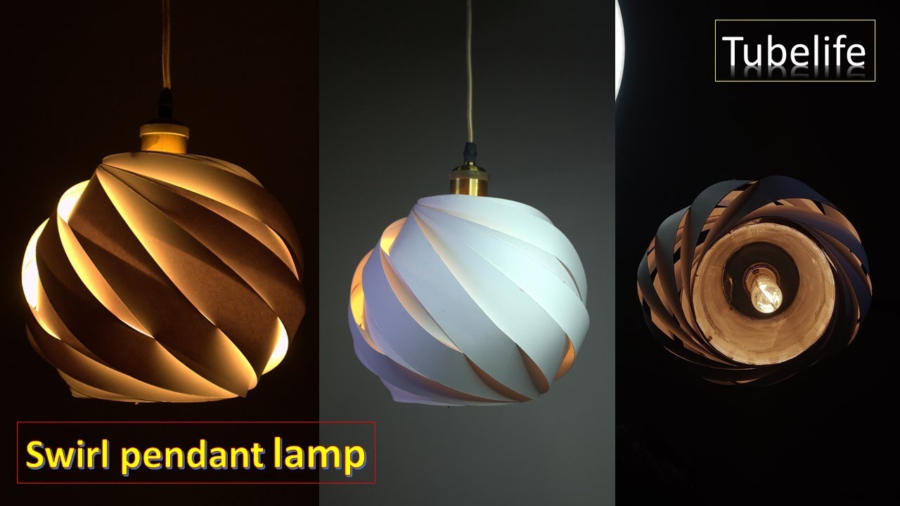 Swirl pendant lamp - how to make a spiral paper lampshade - YouTube