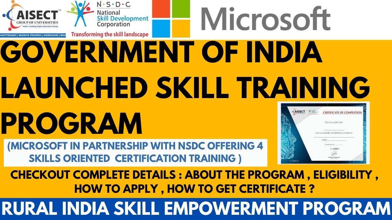 Government of India Launched a Free Skill Training program | Microsoft ...