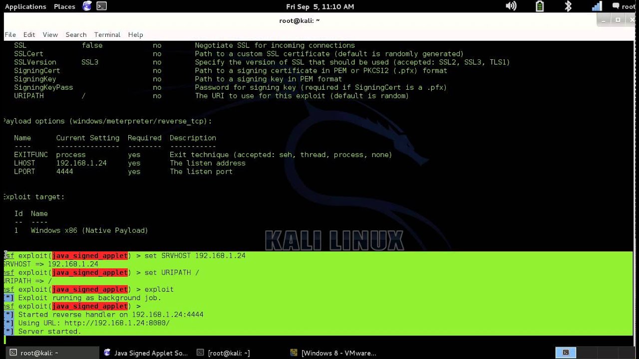 Kali Linux - Java Signed Applet - YouTube