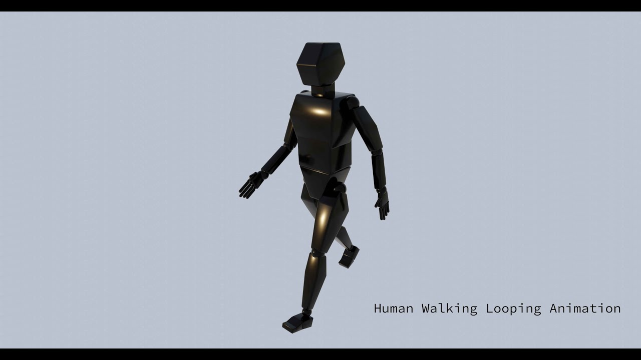 Fancy black plastic human walking . looping animation - YouTube