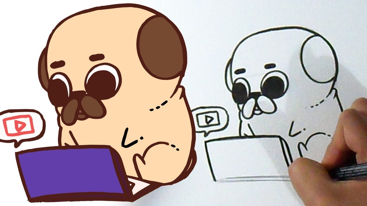 Cómo dibujar Perrito Pug Kawaii en La Computadora - YouTube