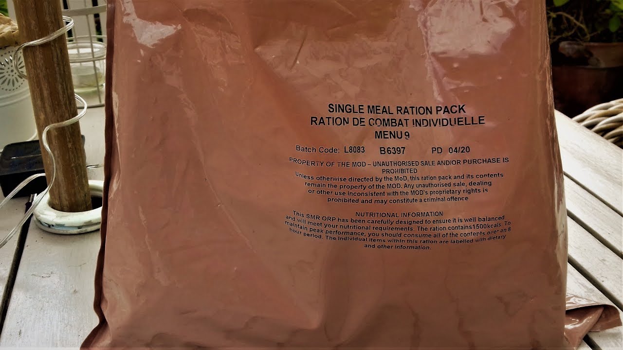 BRITISH ARMY SINGLE MEAL RATION PACK MENU 9 - YouTube