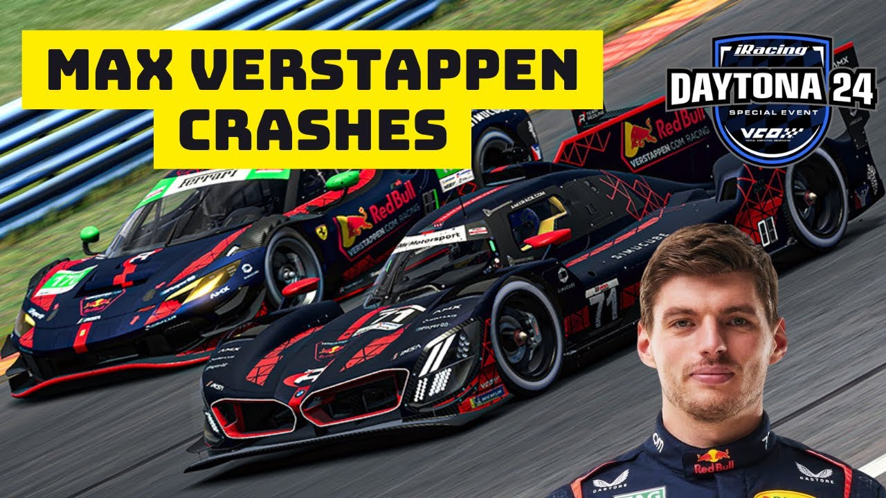 Max Verstappen crashes at iRacing 24 Hours of Daytona 2025 - YouTube