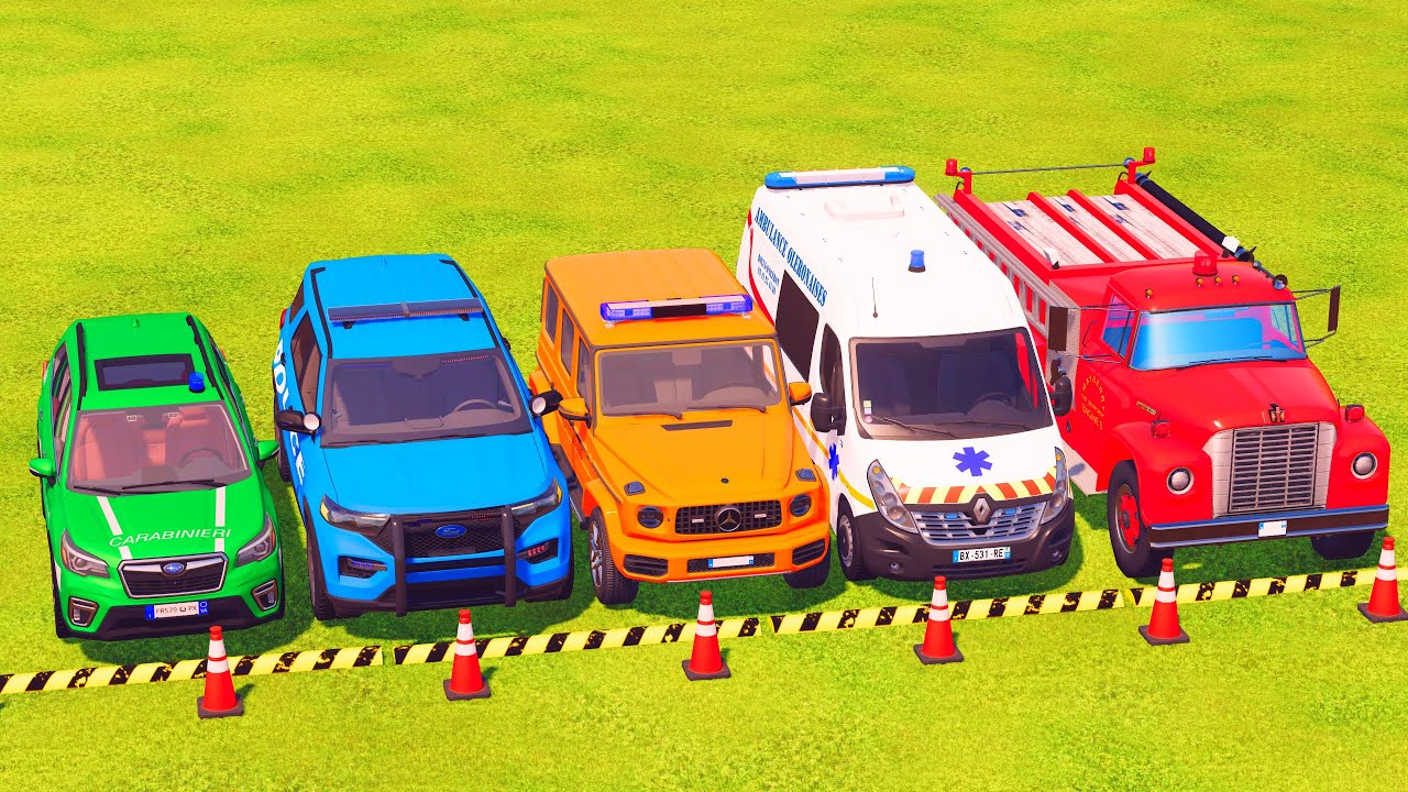 POLICE CARS MERCEDES, SUBARU, FORD & AMBULANCE EMERGENCY VEHICLES ...