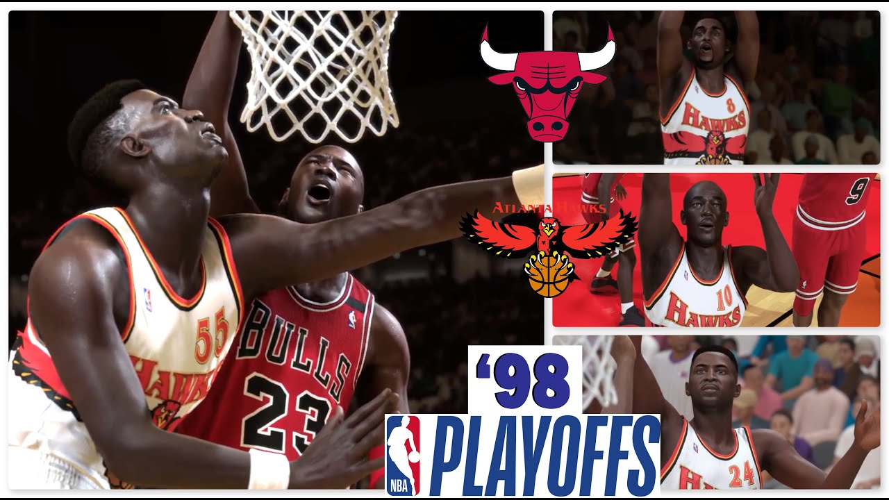 '98 PLAYOFFS - HAWKS vs BULLS - Game 3 - JORDAN, PIPPEN, MUTOMBO, SMITH ...