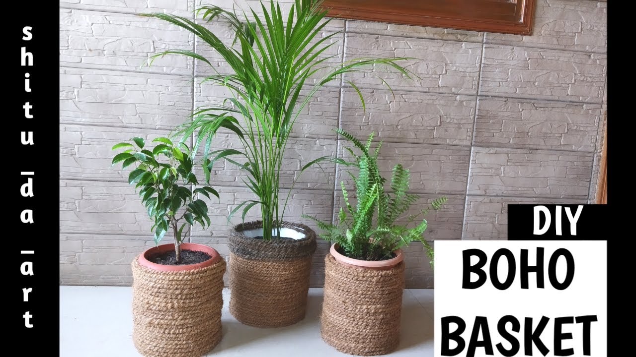 How to make BOHO BASKET | Basket Planter | DIY | - YouTube