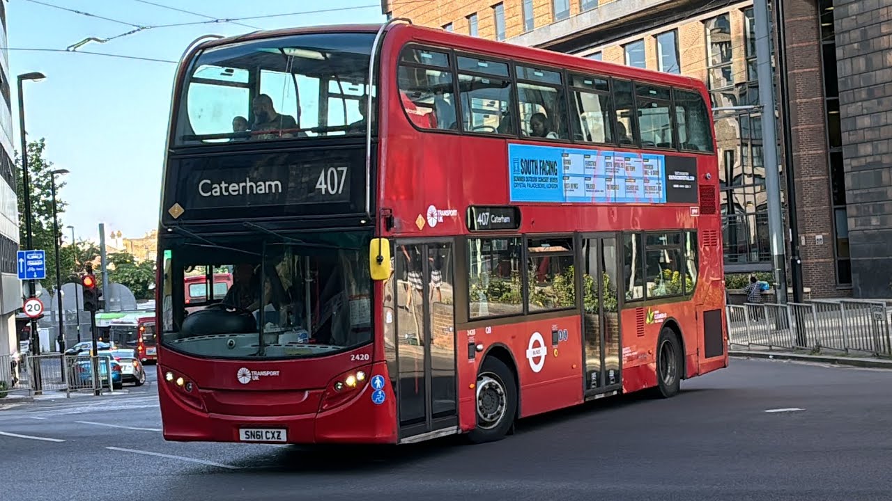 ADL Enviro400H Transport UK 2420 SN61CXZ Route 407 Caterham - YouTube